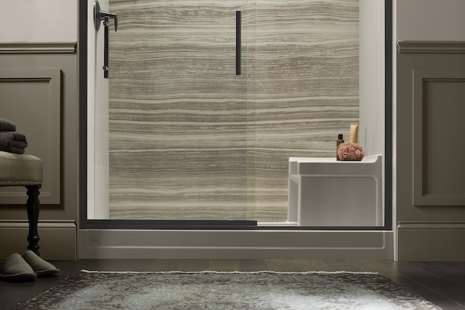 Modern Walk-In Shower Ideas | Aging in Place | KOHLER LuxStone