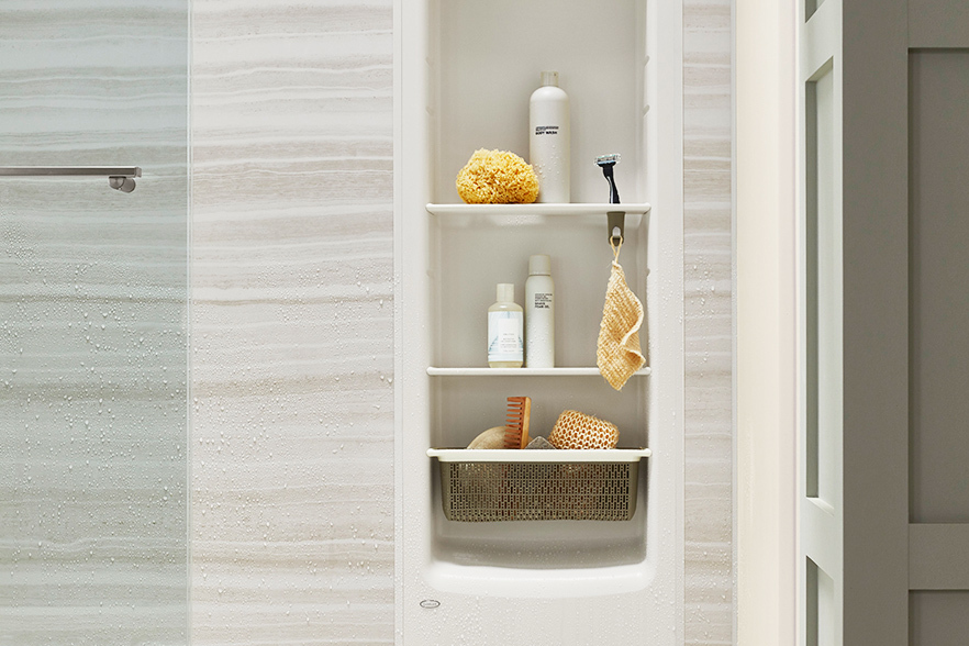 Shower Shelving | Shower Storage Solutions | KOHLER LuxStone Showers